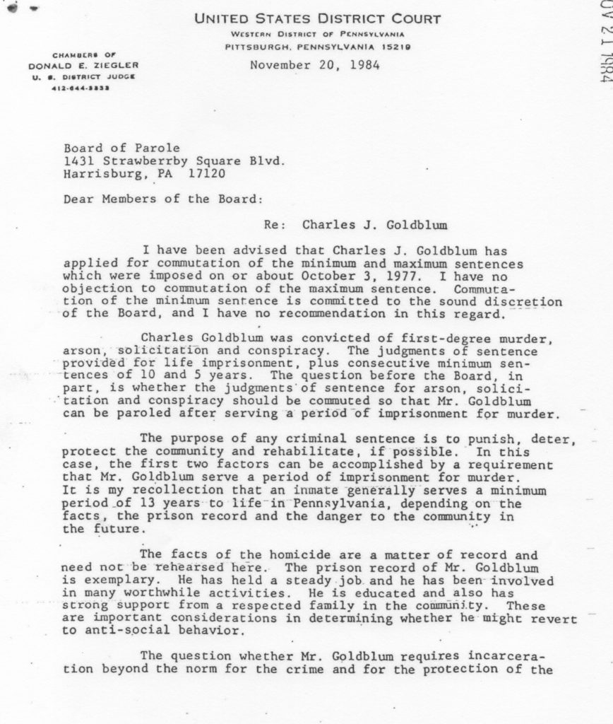 Judge Donald E. Ziegler's Letters - Free Zeke