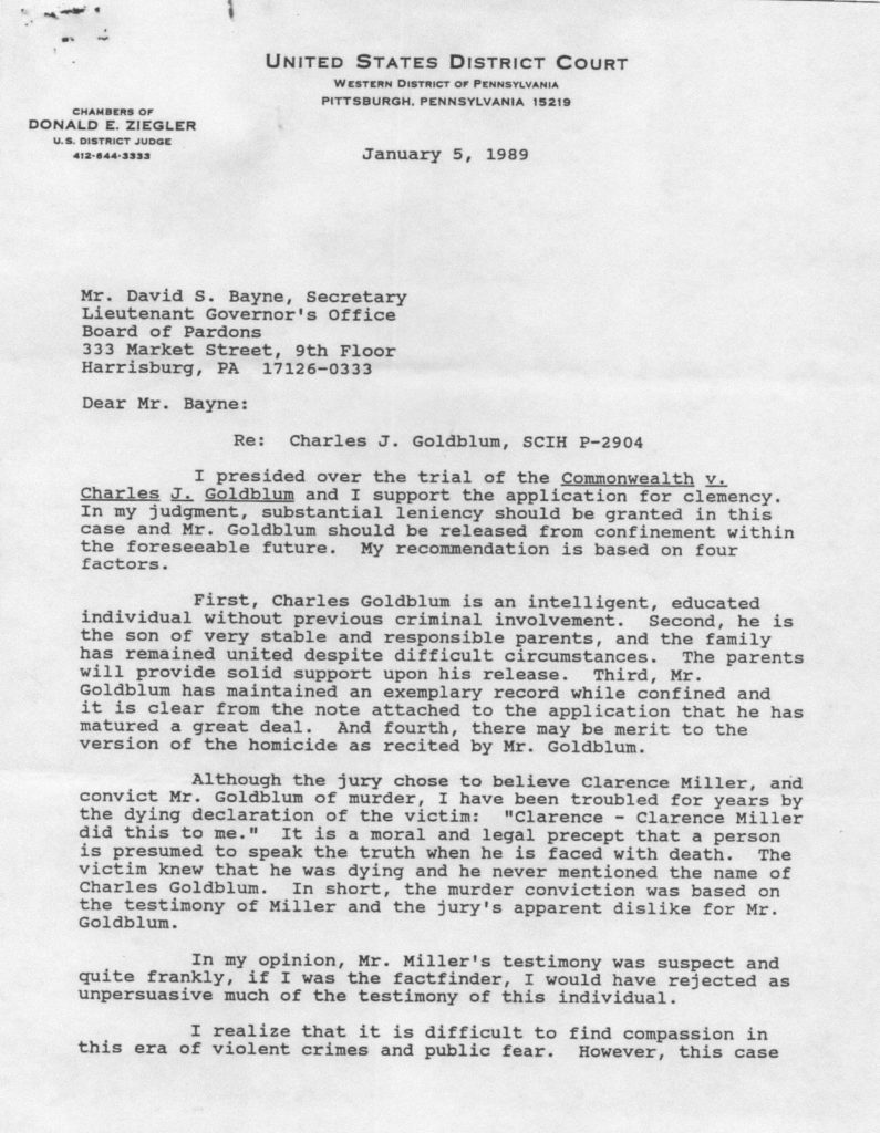 Judge Donald E. Ziegler's Letters - Free Zeke