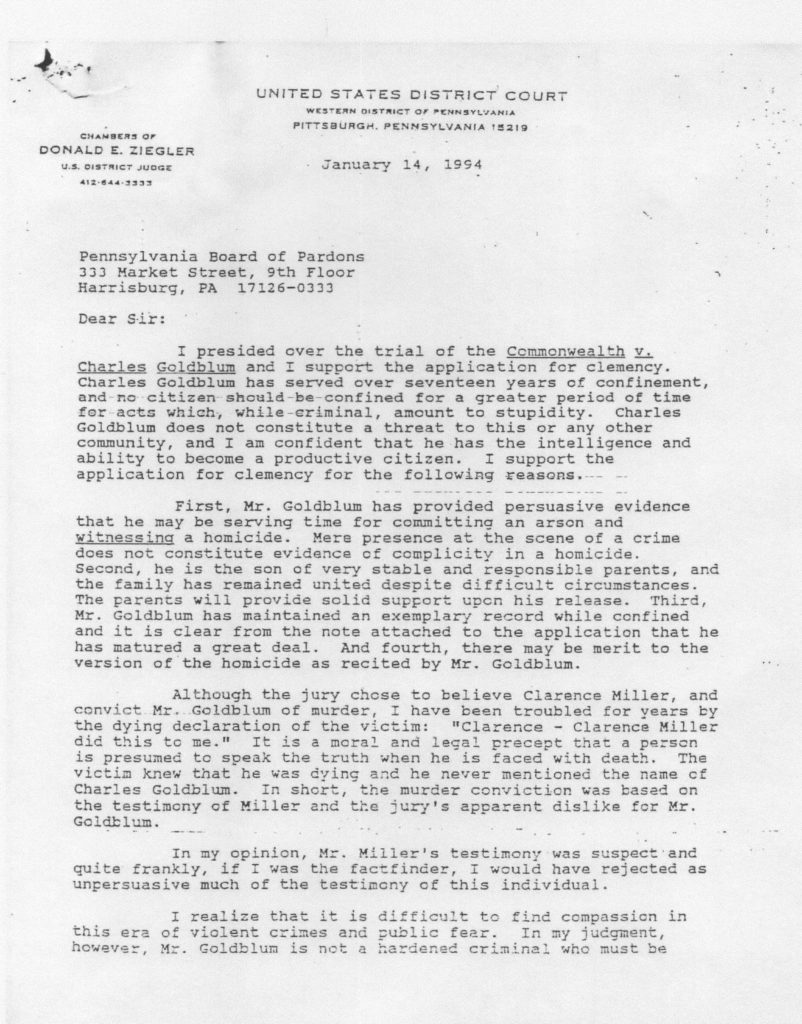 Judge Donald E. Ziegler's Letters - Free Zeke