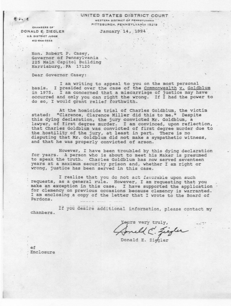 Judge Donald E. Ziegler's Letters - Free Zeke