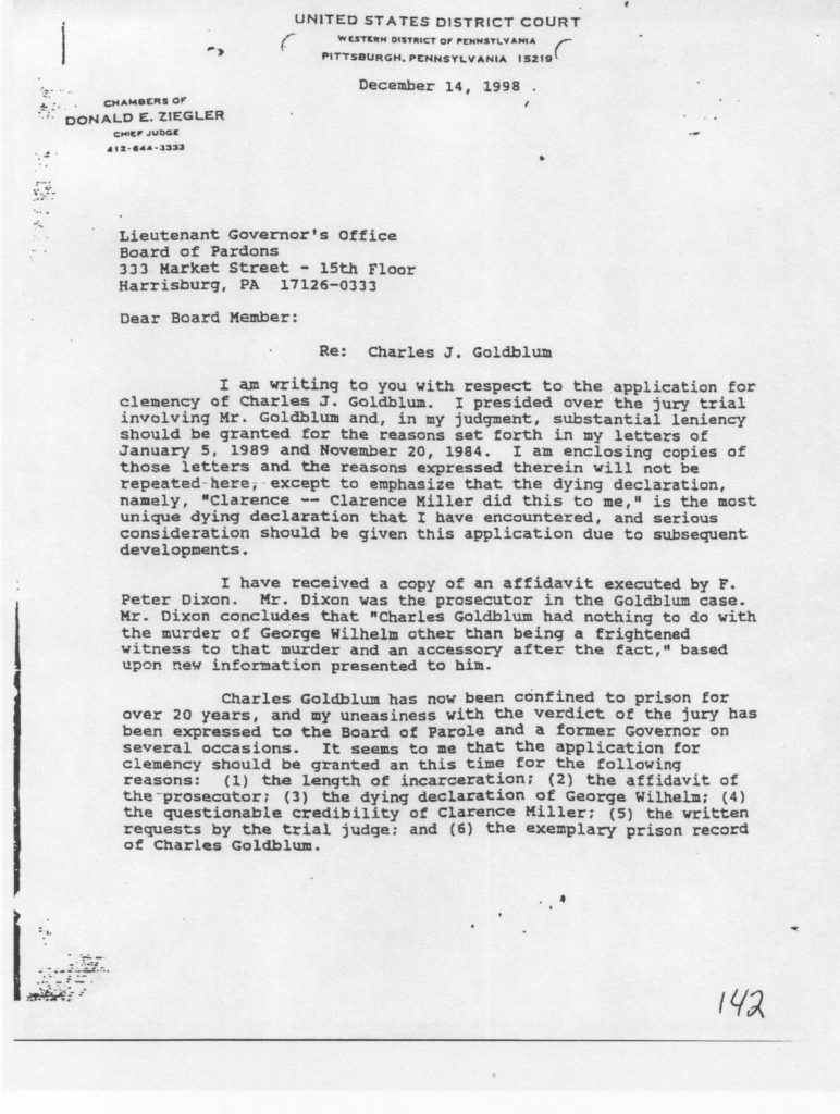 Judge Donald E. Ziegler's Letters - Free Zeke